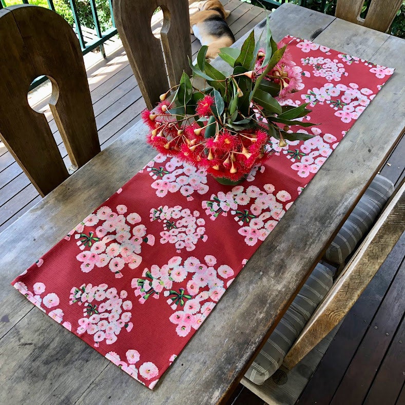 Table Runner - Pink gum blossoms | John Klein Art